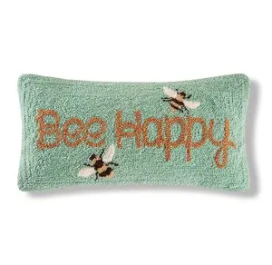 C&F HOME Spring "bee Happy" Bumble Bee Garden Hooked Mini Accent Pillow - Yellow