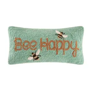 C&F HOME Spring "bee Happy" Bumble Bee Garden Hooked Mini Accent Pillow