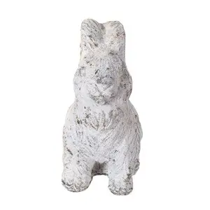 GALLERIE II Vintage White Cement Sitting Easter Bunny Figurine 4.72