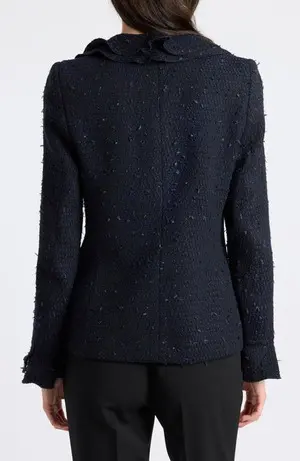 Santorelli Celeste Ruffle Tweed Jacket