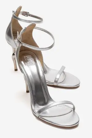 PROLOGUE SHOES Yelena Ankle Strap Stiletto Pumps - Silver