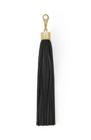 LANVIN Leather Pompom Bag Charm - Black