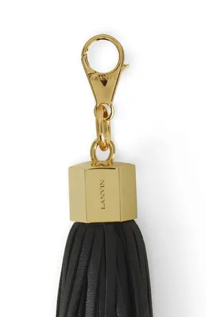 LANVIN Leather Pompom Bag Charm - Black