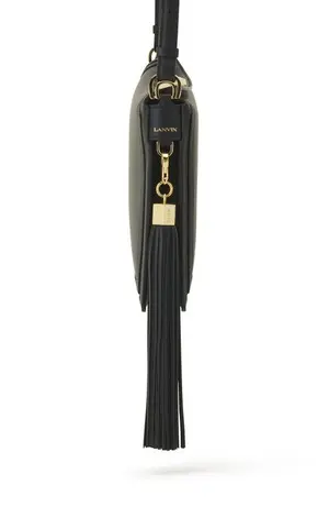 LANVIN Leather Pompom Bag Charm - Black
