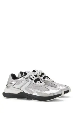 LANVIN Jla Sneakers In Crinkled Metallic Leather - Silver