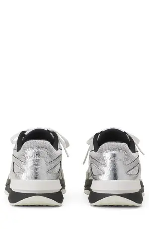 LANVIN Jla Sneakers In Crinkled Metallic Leather - Silver