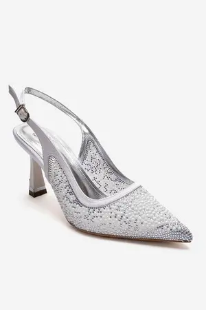 PROLOGUE SHOES Frea Slingback Stiletto Pumps - Silver