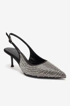 PROLOGUE SHOES Yasmina Embellished Stiletto Slingback Pumps - Black