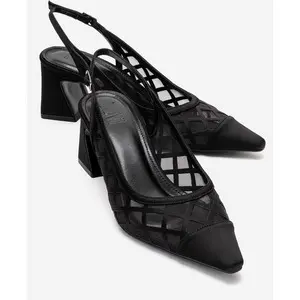 PROLOGUE SHOES Alveron Mesh Block Heel Pumps - Black