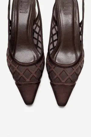 PROLOGUE SHOES Alveron Mesh Block Heel Pumps - Brown