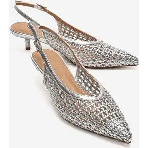 PROLOGUE SHOES Orelis Kitten Heel Pump - Silver