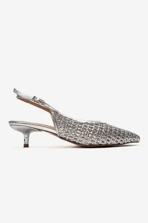 PROLOGUE SHOES Orelis Kitten Heel Pump - Silver