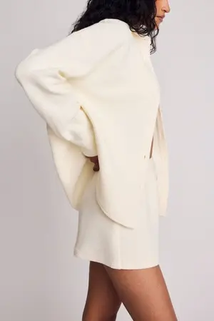 NEGATIVE UNDERWEAR Waffle Knit Shirt Jacket - Cream