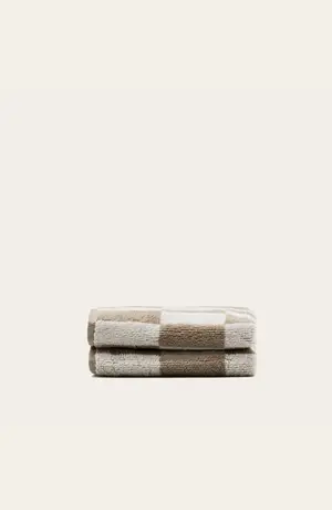 ITALIC Pietra 2-piece Washcloth Set - Tan & Ecru