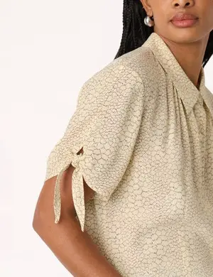 Whistles Dashed Marks Tie Sleeve Shirt - Ivory/multi