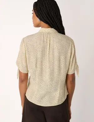 Whistles Dashed Marks Tie Sleeve Shirt - Ivory/multi