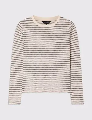 Whistles Stripe Crew Neck Pocket Top - Ivory/multi