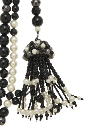 Chanel Long Necklace With Faux Pearl And 'cc' Detail
