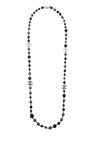 CHANEL Long Necklace With Faux Pearl And 'CC' Detail