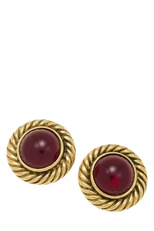 Chanel Gripoix Clip-On Earrings Red