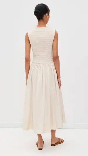 PISTOLA Gladys Poplin Midi Dress - Oyster Shell
