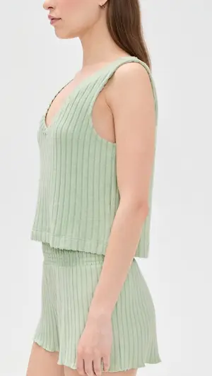 Z Supply V-neck Rib Tank - Sprout