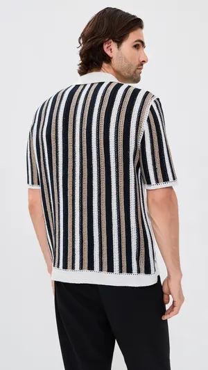 WAX LONDON Stripe Crochet Porto Shirt