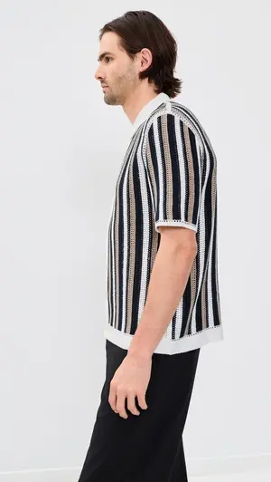 WAX LONDON Stripe Crochet Porto Shirt