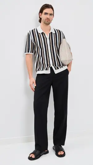 WAX LONDON Stripe Crochet Porto Shirt