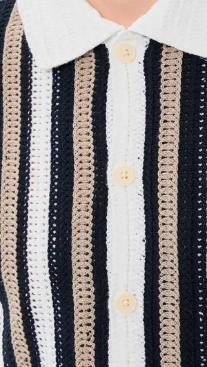 WAX LONDON Stripe Crochet Porto Shirt