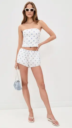 NIA Amaya Polka Dot Shorts With Scalloped Trim And Bow Detail