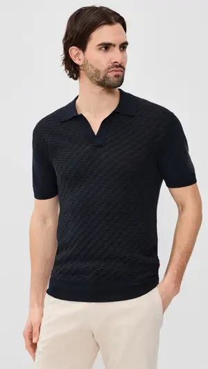 Orlebar Brown Horton Jacquard Polo - Night Iris