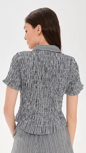 Rails Alton Gingham Check Smocked Top
