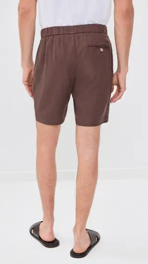 Frescobol Carioca Felipe Linen Blend Shorts - Brown