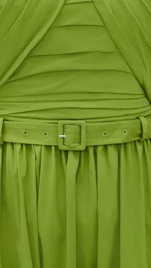 Cinq À Sept Halterneck Gathered Midi Dress - Dark Lime