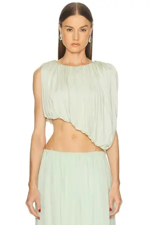 Marina Moscone Asymmetric Gathered Draped Top