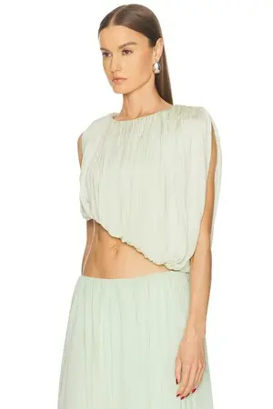 Marina Moscone Asymmetric Gathered Draped Top