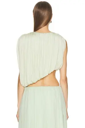Marina Moscone Asymmetric Gathered Draped Top