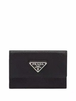 Prada Triangle-logo Saffiano Leather Card Holder - Black