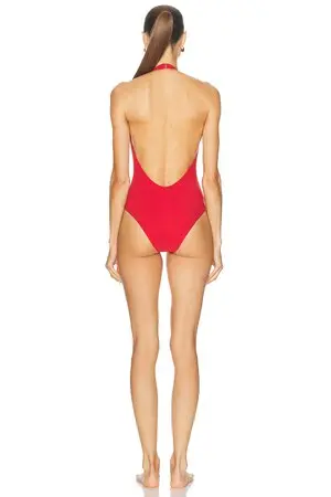Kiki De Montparnasse Echauffe Halter Plunge One Piece Swimsuit
