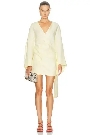 Khaite Onis Wrap Mini Dress - Natural