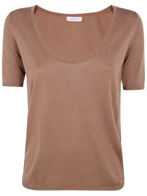Rossopuro Short Sleeved U Neck T-shirt - Brown