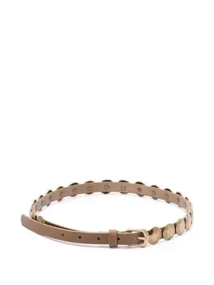 GOLDEN GOOSE Belt Trinidad Thin Washed Leather Flesh Side With Studs - Green