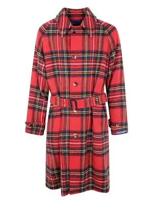 Polo Ralph Lauren Wool Plaid Top Coat - Red