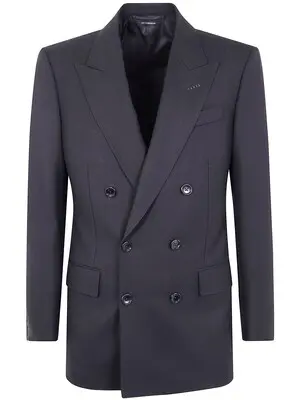 TOM FORD High Twist Broken Twill Double Breast Jacket - Black