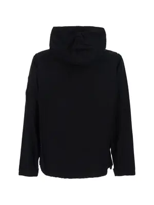 C.P. COMPANY Cotton Hooded Blouson Jacket With Logo Patch - Black