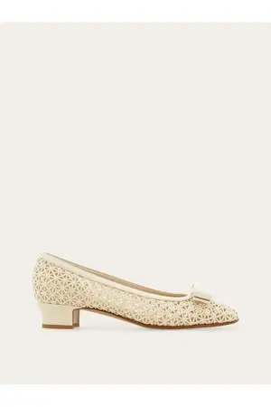 FERRAGAMO Macramé Vara Bow Pumps - Red