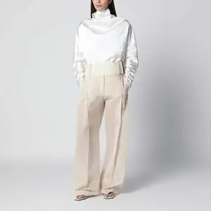 Sportmax Cotton Voile Wide-leg Trousers - Beige