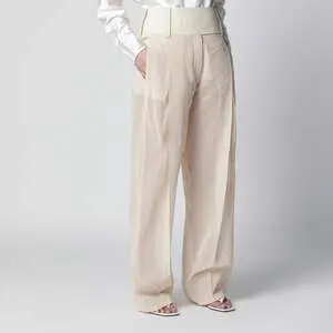 Sportmax Cotton Voile Wide-leg Trousers - Beige