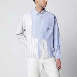 BRAIN DEAD Color-block Striped Cotton Shirt